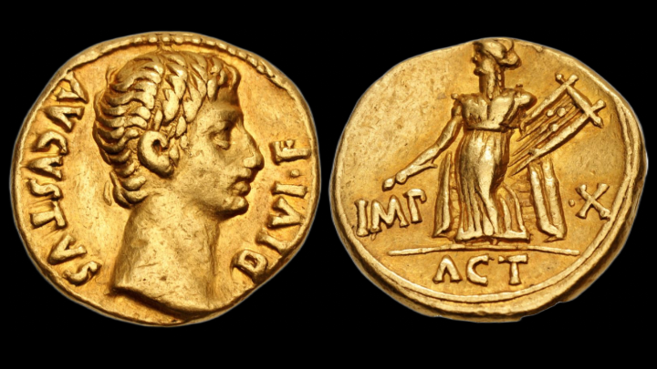Aureus d'Auguste et Apollon citharède